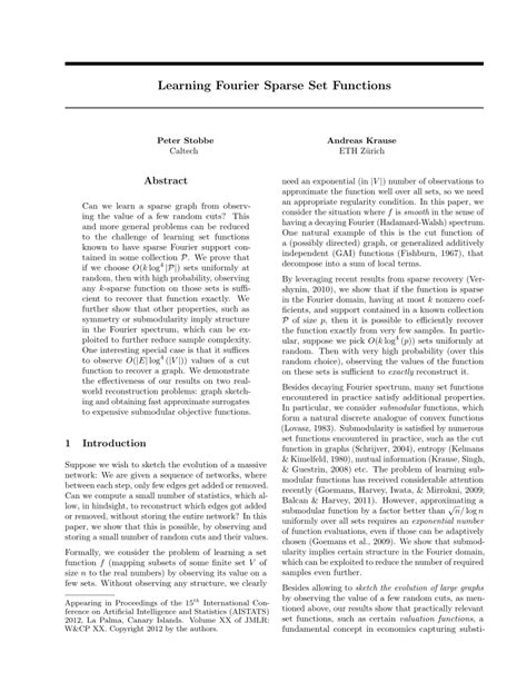 Pdf Learning Fourier Sparse Set Functions