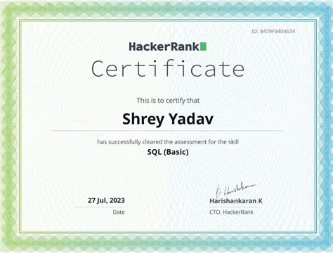 shrey yadav on linkedin hackerrankcertified hackerrank mysql sql