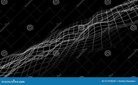 Abstract Black Grid Waves On Dark Background Stock Vector Illustration Of Modern Background