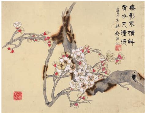 绢本花卉册页之白梅 寿县文化遗产