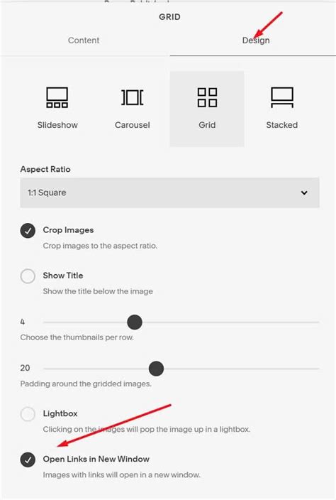 Share Make Gallery Grid Block Link Open Same Tab Blocks