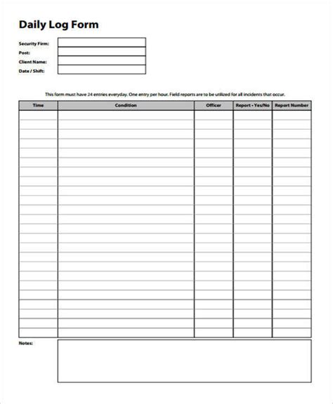 Free 37 Daily Log Templates In Ms Word
