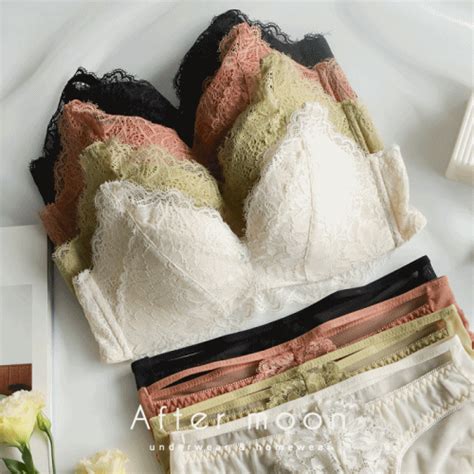 [노와이어] 로맨틱 레이스 브라 팬티 속옷 세트 D6016 에이블리