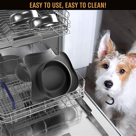 Badu Bg Двойна купа за кучета против хлъзгане със силиконова подложка Издръжлива хранилка за