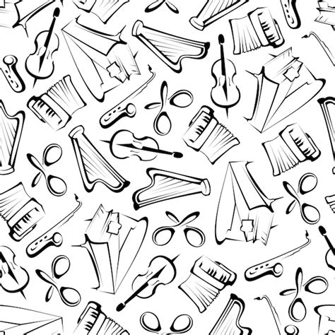 Premium Vector Seamless Sketched Musical Instruments Pattern