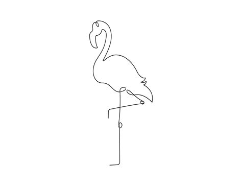 색 배경 터 일러스트레이션에 고립된 플라밍고 연속 한 줄 그림 프리미엄 벡터