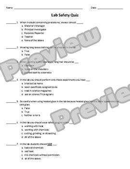 Lab Safety Quiz By Jodi S Jewels Teachers Pay Teachers