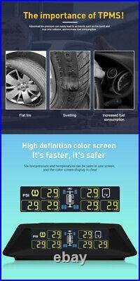 Wireless TPMS Tire Pressure Monitoring System Fits RV Tow With 6 External Sensors Tire