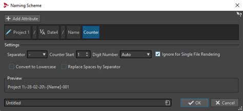 Naming Scheme Dialog
