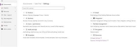 Power Platform Admin Center Settings