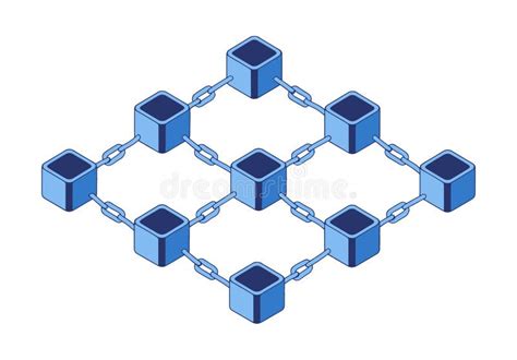 Illustration Of Interconnected Blocks Forming A Chain Representing Blockchain Technology Stock