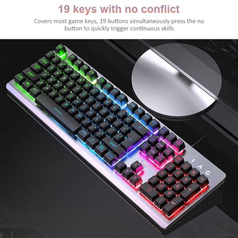 Backlit Gaming Ergonomic Keyboard Usb Wired 104 Keys Rgb Led Usb Keyboard Gamer Keycaps Pc