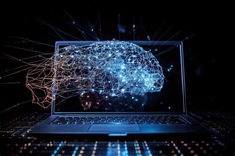 Artificial Intelligence With Neural Networks On Laptop Monitor Screen In Cyberspace Generative