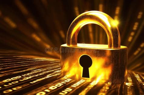 Gold Padlock With Keyhole Digital Icon On Black Background Personal Data Security And