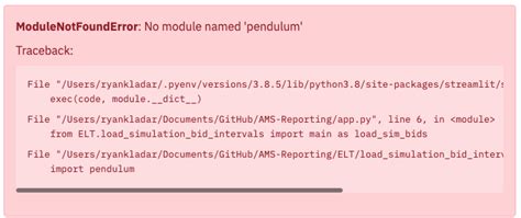 Module Not Found Pendulum Using Streamlit Streamlit