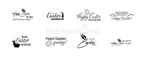 Happy Easter Label Set Egg Rabbit Bunny Symbol Stock Illustration Illustration Of
