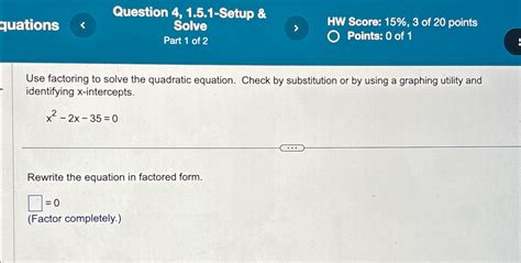 solved question 4 1 5 1 setup andsolvehw score 15 3 ﻿of 20