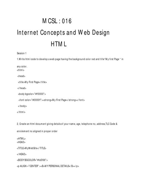 Mcsl 016 Sounaksolvedassignment Html Pdf Html Element Web Page