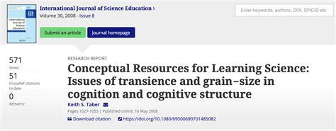 Conceptual Resources For Learning Science Science Education Research