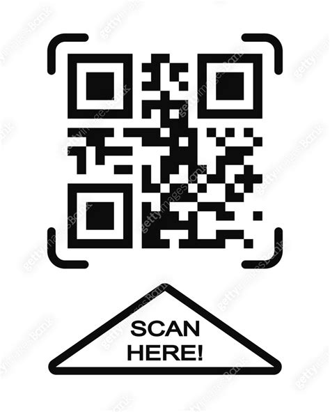 Scan Here Icon Qr Code Template Fake Example Of Quick Responce Matrix Barcode In Square Grid
