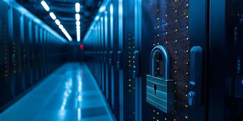 Premium Photo Protected Server Network Secured By A Shiny Lock On