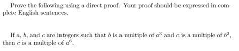 Solved Prove The Following Using A Direct Proof Your Proof Chegg Com