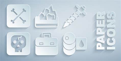 서류 가방 건설 착암기 고고학 배럴 오일 광석 채굴 및 아이콘을 설정합니다 벡터 3차원 형태에 대한 스톡 벡터 아트 및 기타 이미지 3차원 형태 가방 가솔린 Istock