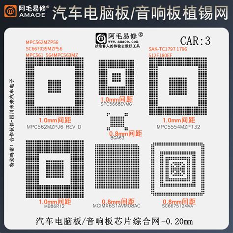 汽车电脑板音响板芯片植锡网mb86r12 Mpc5554 Bga63锡膏钢网car3 虎窝淘