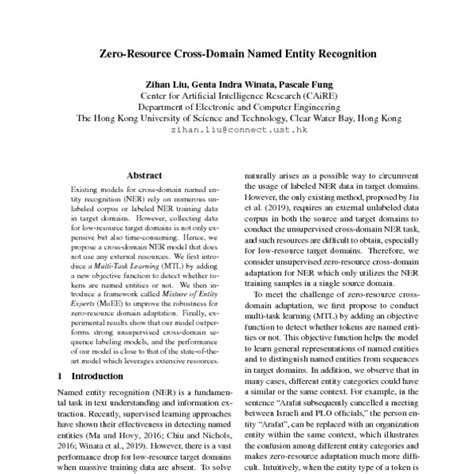 Zero Resource Cross Domain Named Entity Recognition Acl Anthology