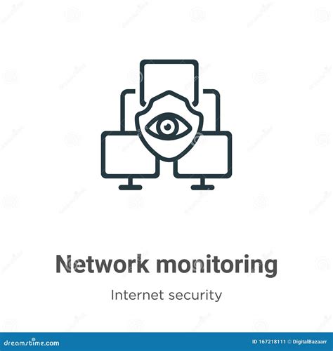 Network Monitoring Outline Vector Icon Thin Line Black Network Monitoring Icon Flat Vector