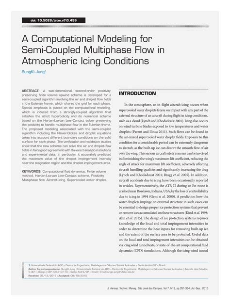 Pdf A Computational Modeling For Semi Coupled Multiphase Flow In Atmospheric Icing Conditions