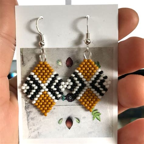 Earring Template Seed Bead Design 13 Across Double Brick Stitch Beaded