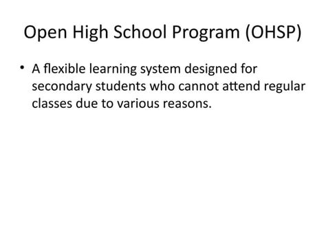 Open High School Program Ppt
