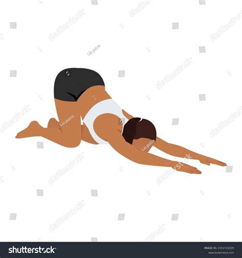 Woman Doing Extended Puppy Pose Uttana Stock Vector Royalty Free