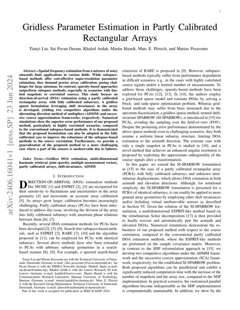Pdf Gridless Parameter Estimation In Partly Calibrated Rectangular Arrays
