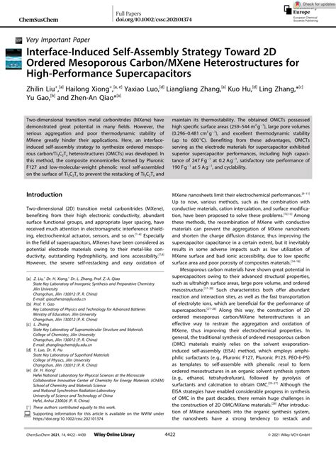Pdf Interface‐induced Self‐assembly Strategy Toward Two‐dimensional