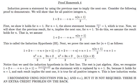 Solved Proof Homework 4 Induction Proves A Statement By