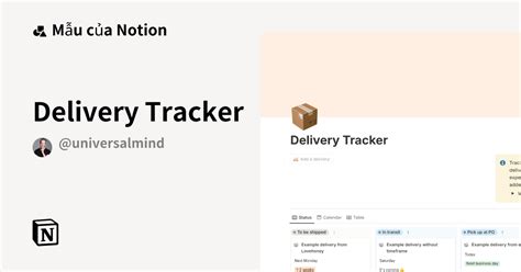 Delivery Tracker Mẫu Do Pascal Raabe Tạo Thị Trường Notion