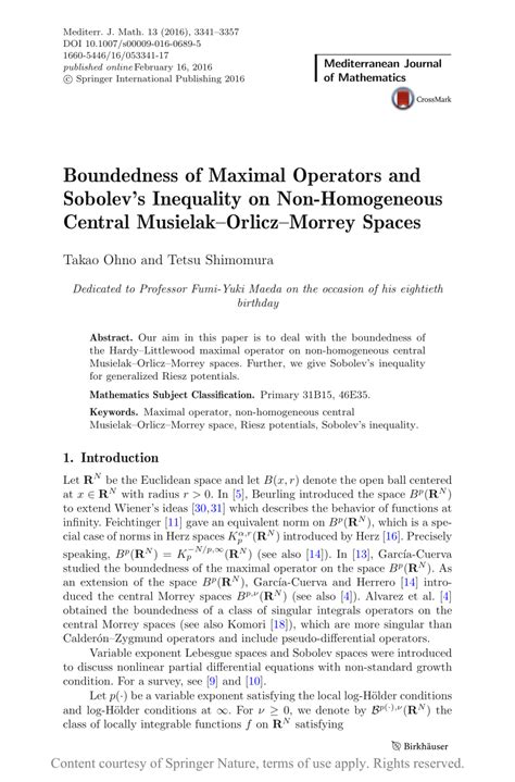 Boundedness Of Maximal Operators And Sobolevs Inequality On Non