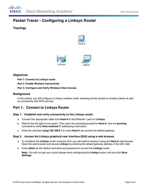 Cisco Linksys Router Configuration