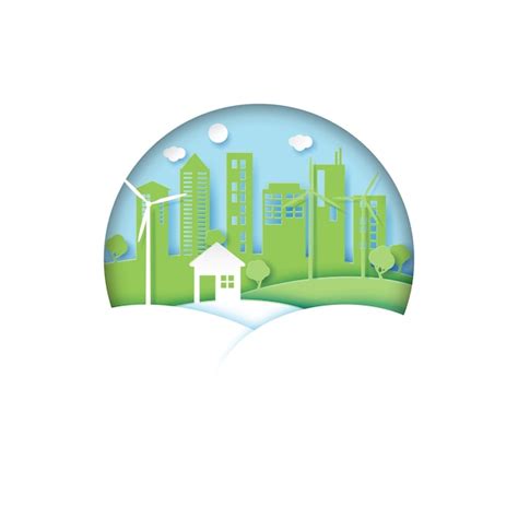 자연 장면 풍경 배경에 환경 친화적 인 도시 프리미엄 벡터