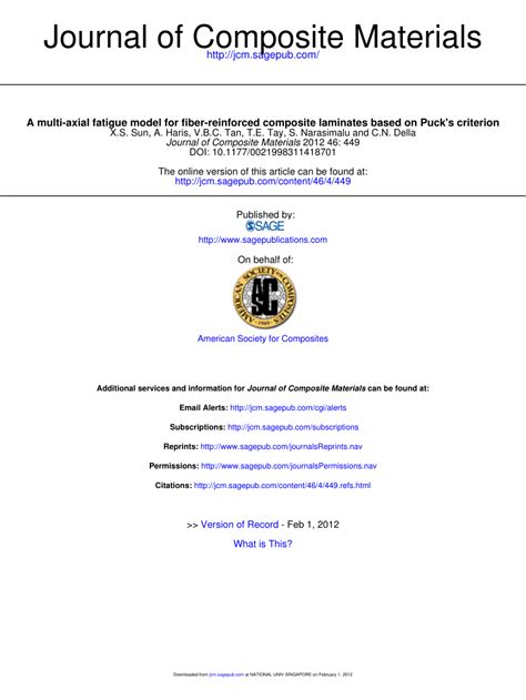 Pdf A Multi Axial Fatigue Model For Fiber Reinforced Composite Laminates Based On Pucks Criterion