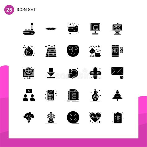 25 User Interface Solid Glyph Pack Of Modern Signs And Symbols Of Application Design Men