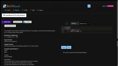 Skillrack Daily Test 09112023 Substring From End Program Id 9614 Python Youtube
