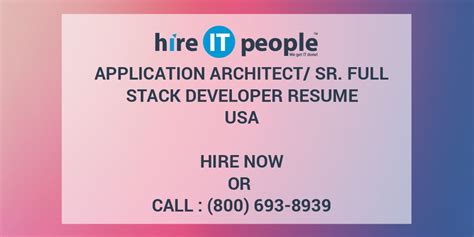 Application Architectsr Full Stack Developer Resume Hire It People