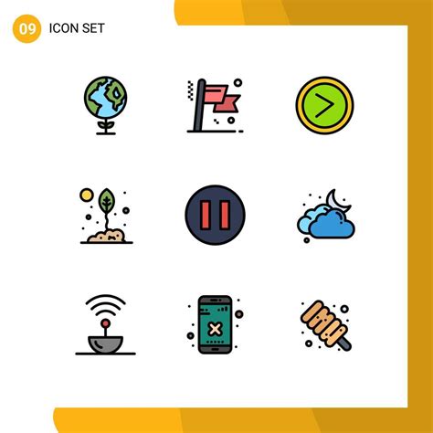 Set Of Modern UI Icons Symbols Signs For Pause Nature Interface Leaf Eco Editable Vector