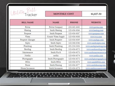 Utility Bill Tracker Excel Spreadsheet Utilities Tracker Etsy
