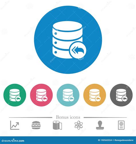 Database Loopback Flat Round Icons Stock Vector Illustration Of Flat