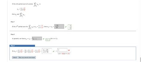 solved if the nth partial sum of a series ∑n 1∞an is