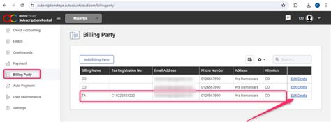 Auto Count Hrms User Guide For Updating Billing Party Information For
